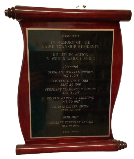 World War I & II Memorial Plaque – Laird Heritage Centre
